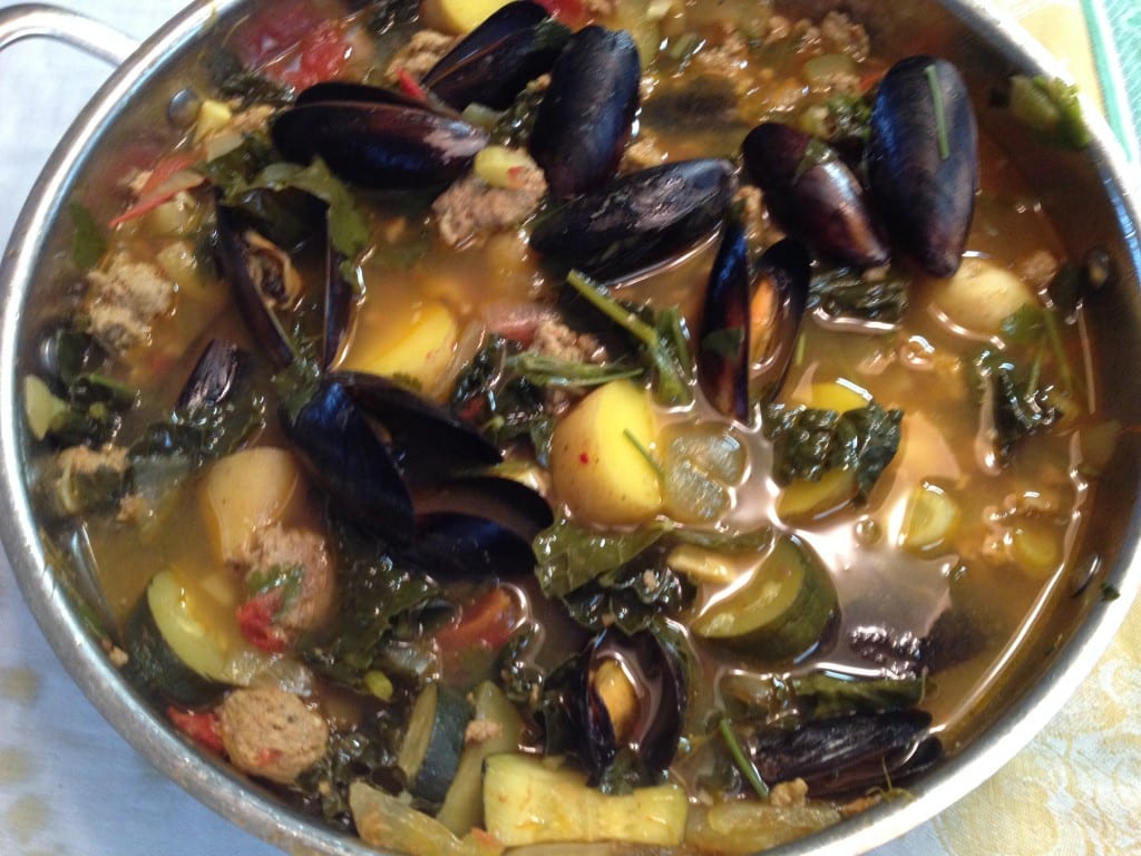 Mediterranean Mussel Stew with Sausage, Kale and Zucchini - Simply ...