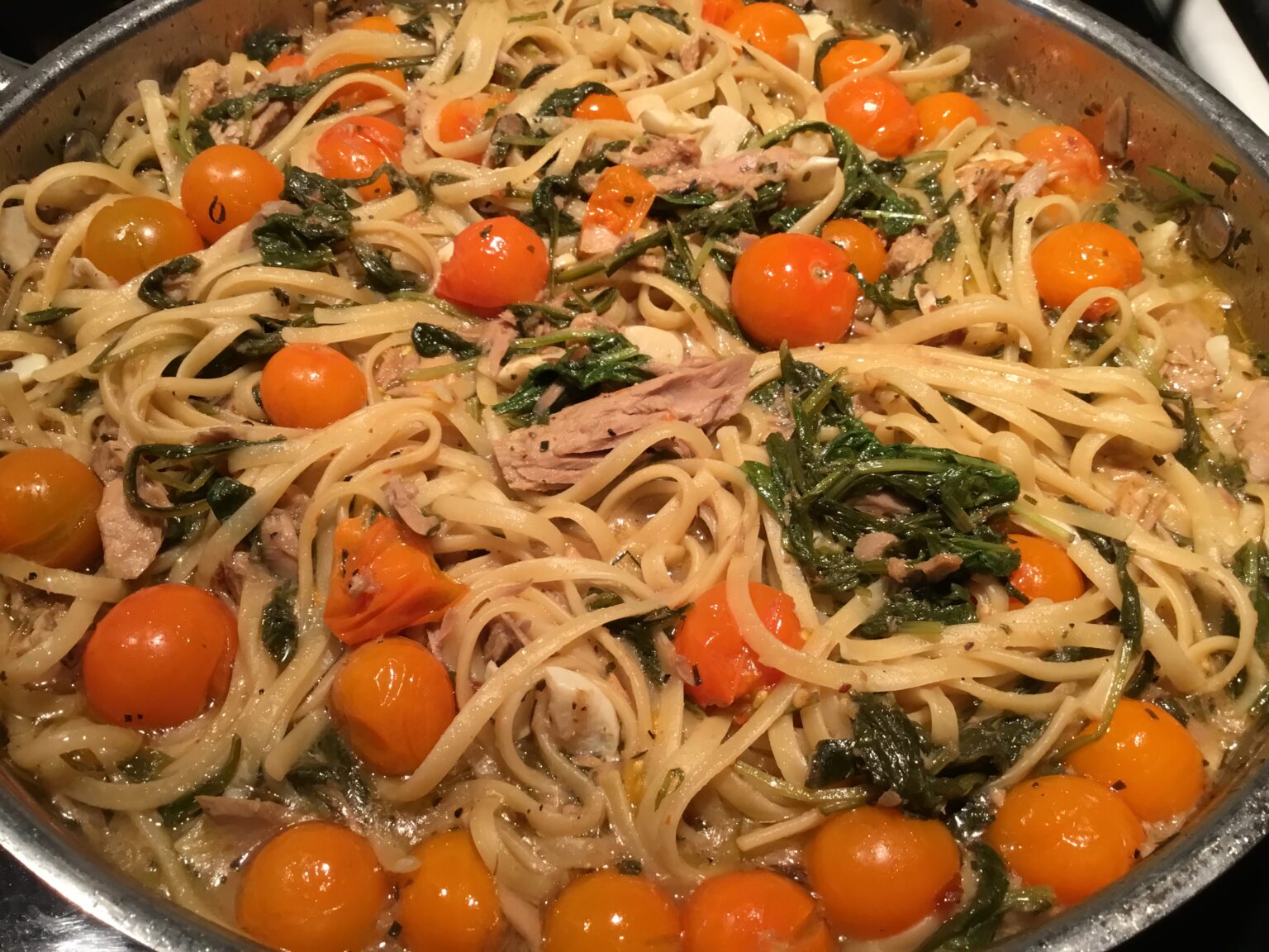 Lemon Tuna Linguine with Arugula - Simply Natural Gourmet Cookbook