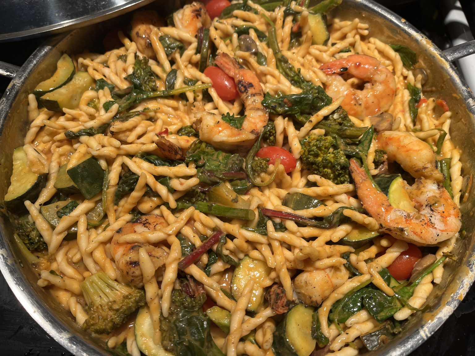Simple Shrimp and Vegetable Alfredo - Simply Natural Gourmet Cookbook