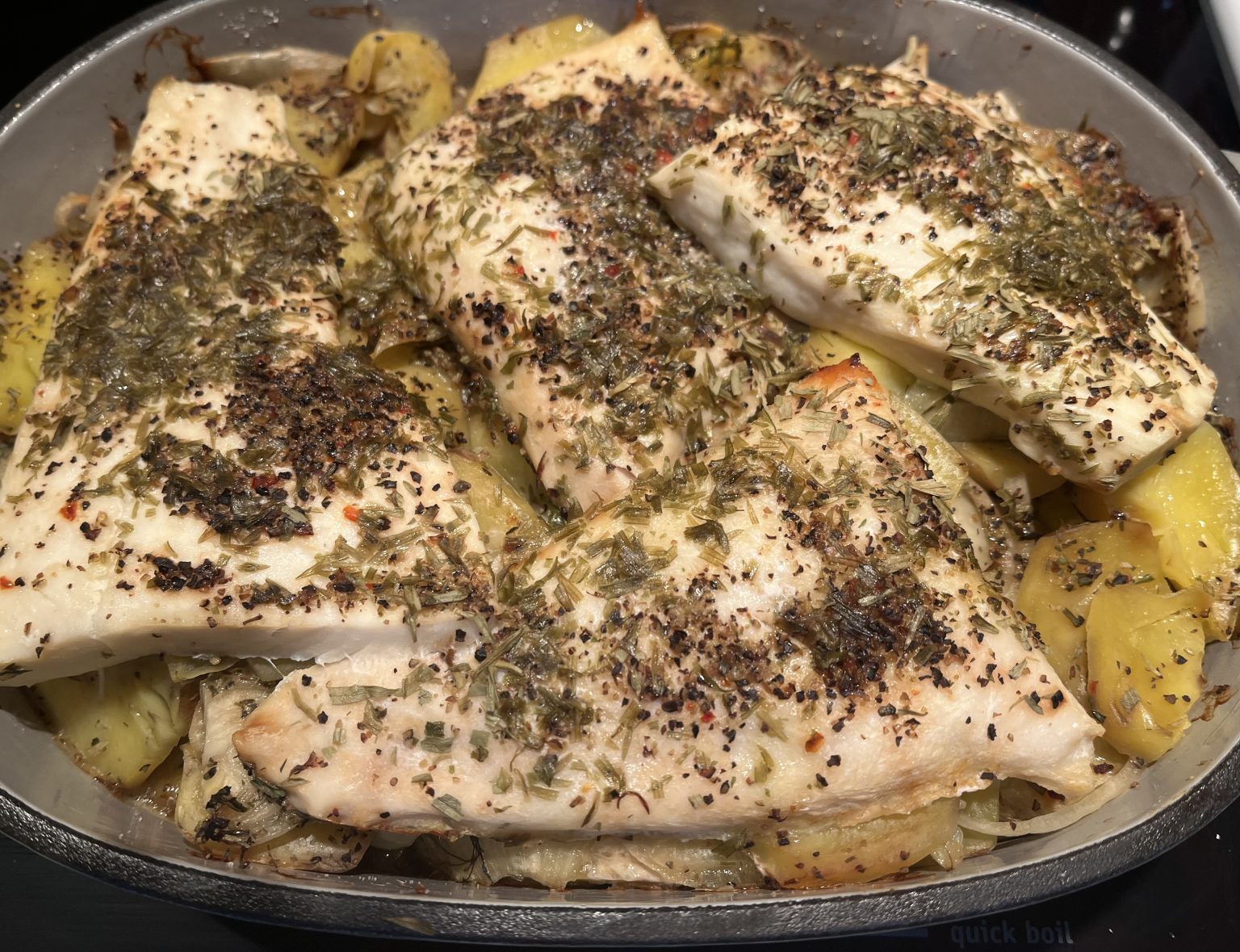 Baked Potato and Fish Casserole - Simply Natural Gourmet Cookbook